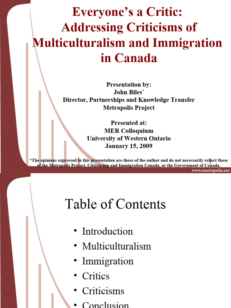 Critiquing Multiculturalism in Canada | PDF | Multiculturalism ...