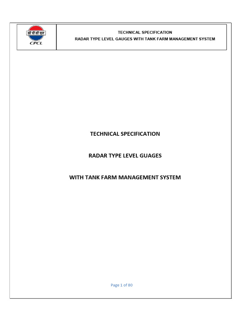 Technical Specification: Technical Specification Radar Type Level ...
