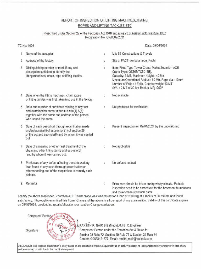 SBCT Tower Crane (1) - 1 | PDF