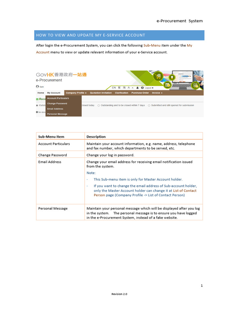 UserManual Update My E-Service Account v2 | PDF | Login | Password
