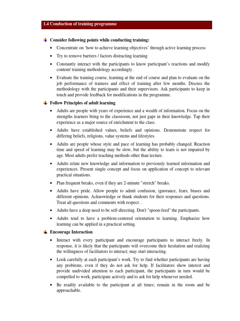 1.4-Conduction of Training | PDF | Learning | Methodology