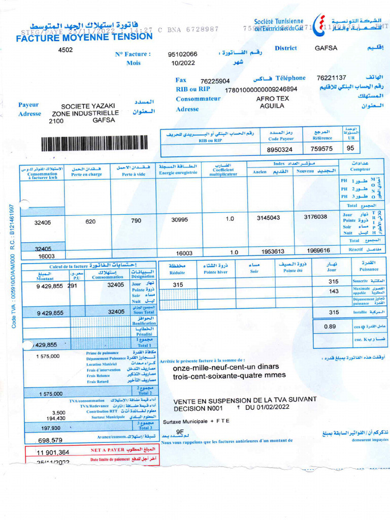 Facture Steg Mois 10afro | PDF