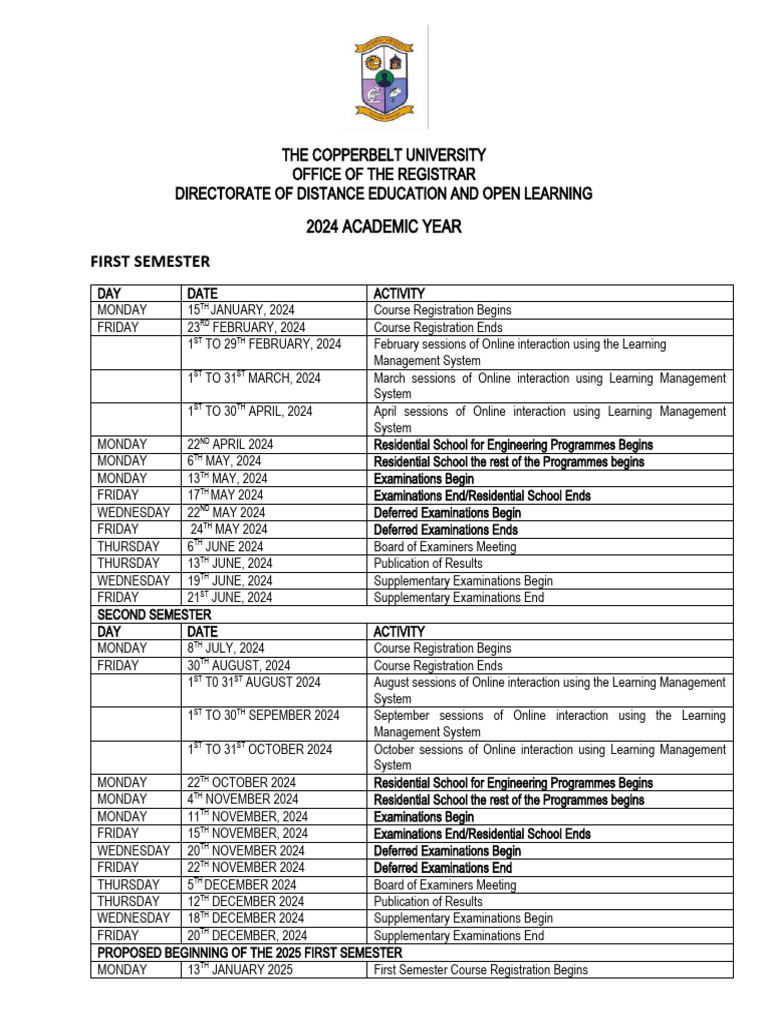 2024 Academic Year Calendar (First & Second Semester) | PDF | Academic Term 2024 Academic Year Calendar (First & Second Semester) | PDF | Academic Term