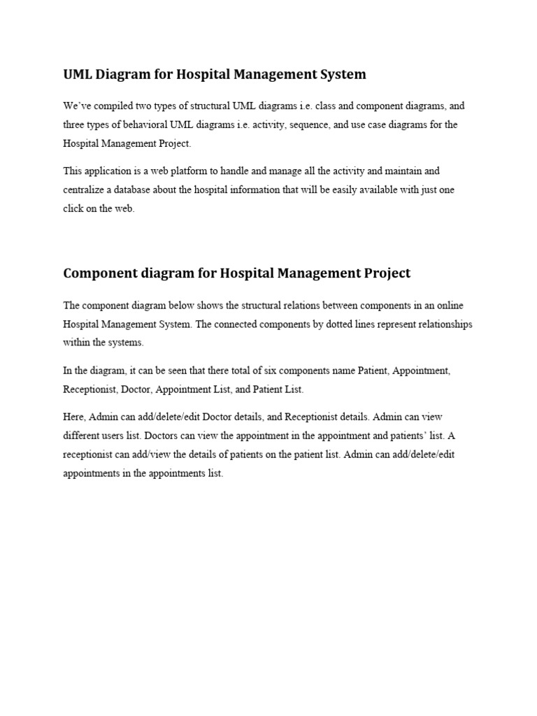 UML Diagram For Hospital Management System | PDF | Use Case ...