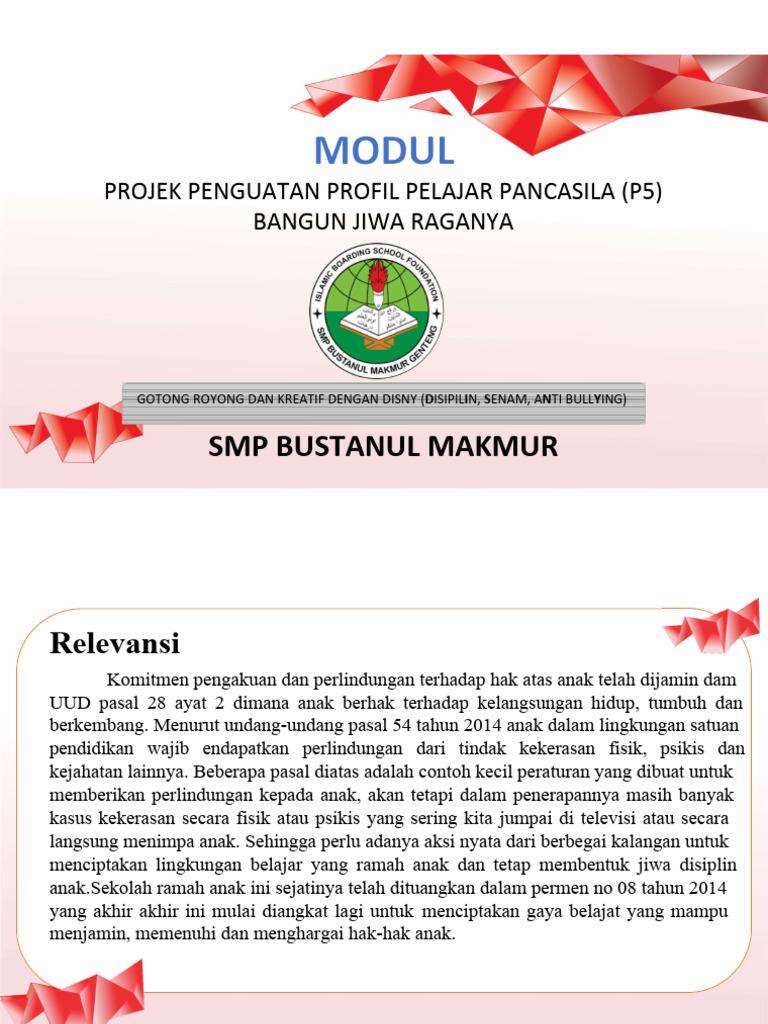 Modul P5 Bangunlah Jiwa Dan Raganya SMP Bustanul Makmur | PDF | Karier & Perkembangan