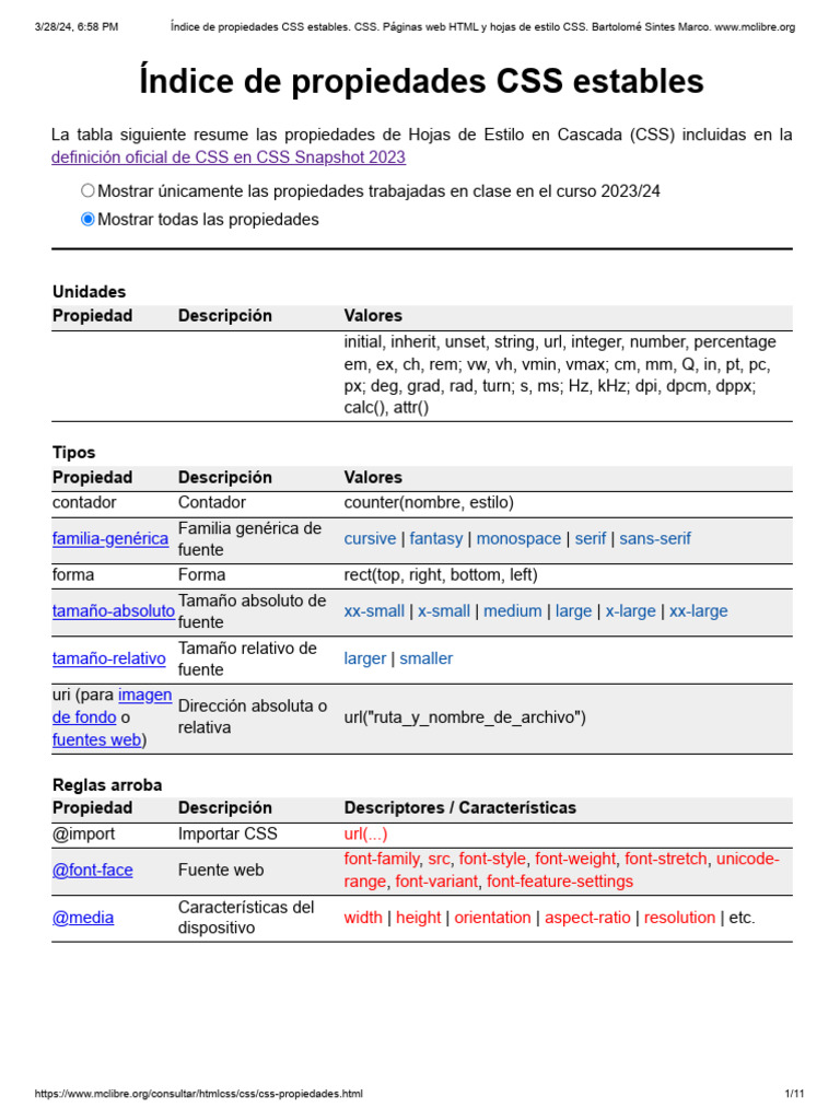 Índice de Propiedades CSS Estables. | PDF | Impresión | Informática Índice de Propiedades CSS Estables. | PDF | Impresión | Informática