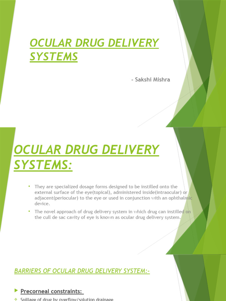 Ocular Drug Delivery Systems | PDF | Liposome | Cornea