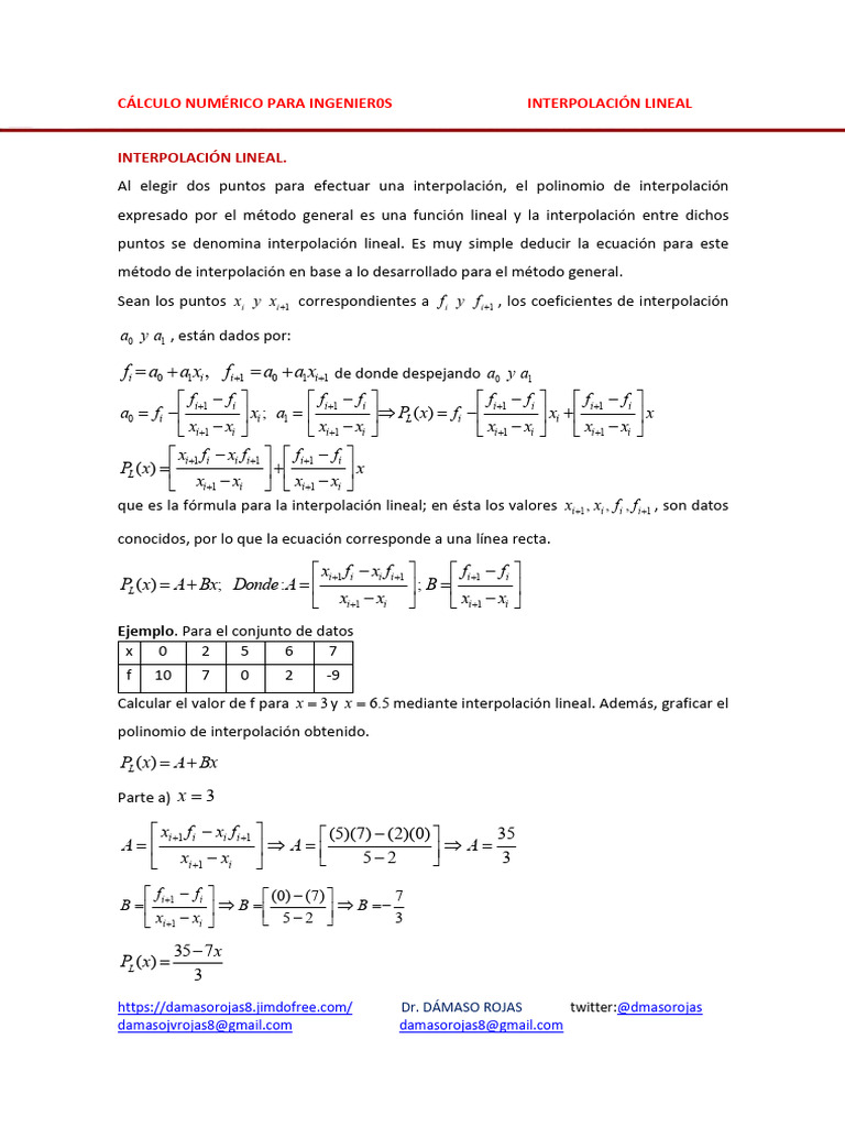 Interpolación Lineal | PDF | Ecuaciones | Algoritmos