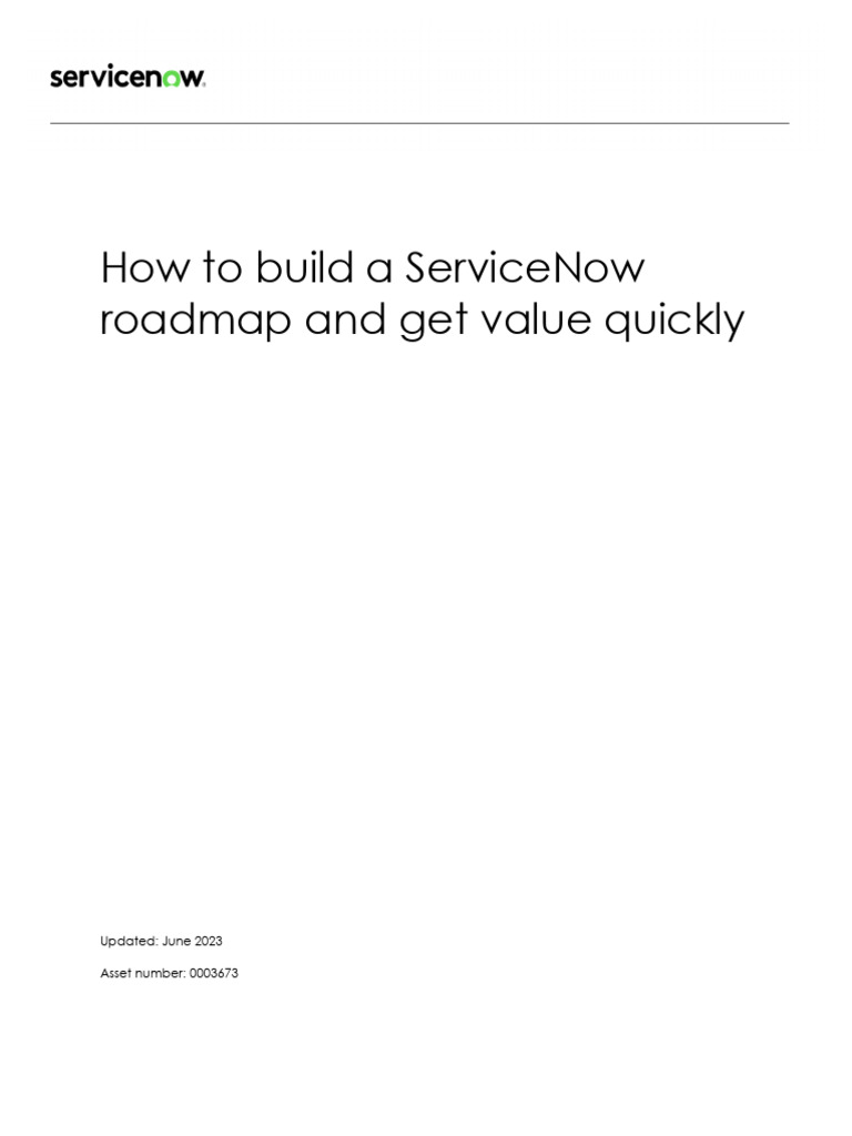 How To Build A ServiceNow Roadmap and Get Value Quickly | PDF ...