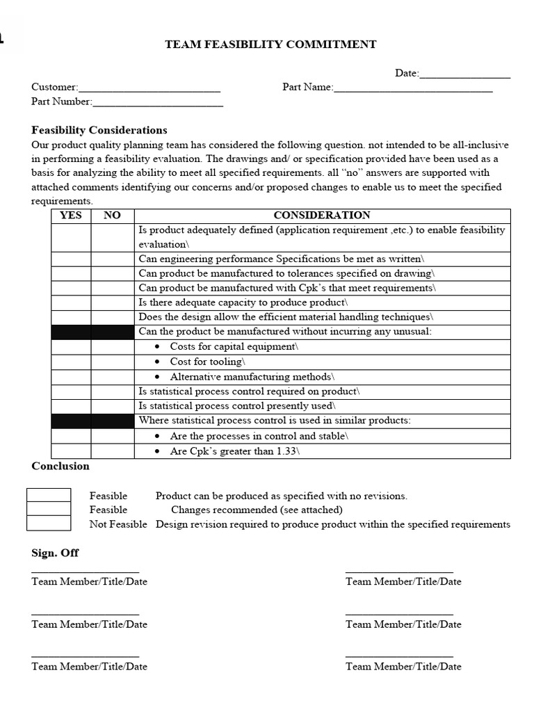 Feasibility Commitment Checklist | PDF | Specification (Technical ...