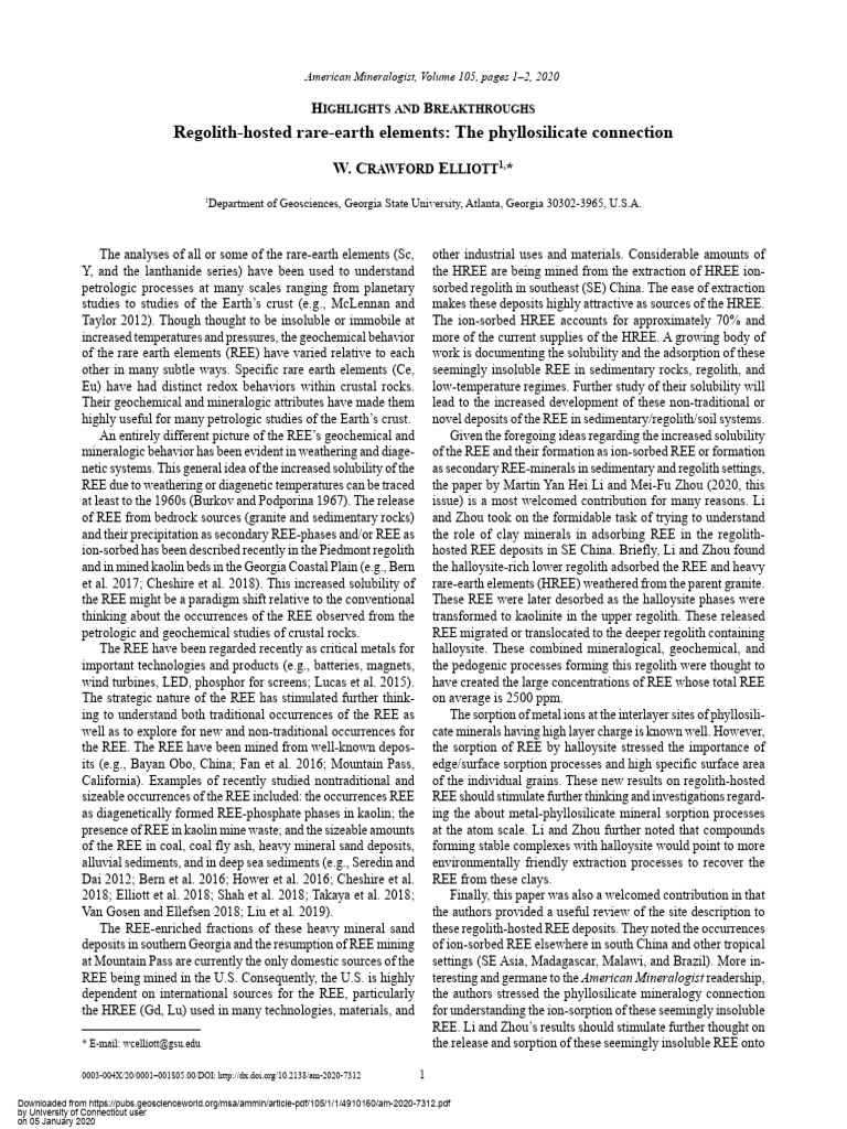 Highlights and Breakthroughs Regolith-Hosted Rare-Earth Elements: The ...