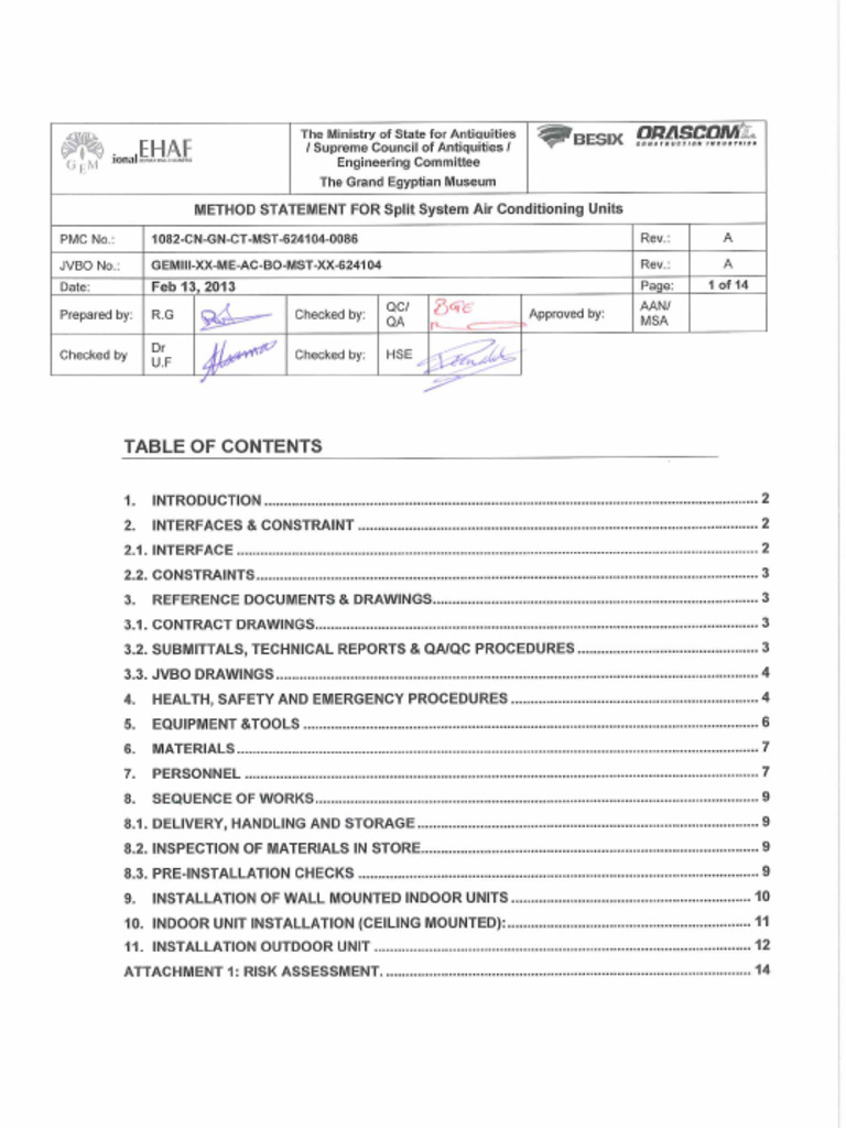 Method Statement for AC Installation | PDF | Pipe (Fluid Conveyance ...