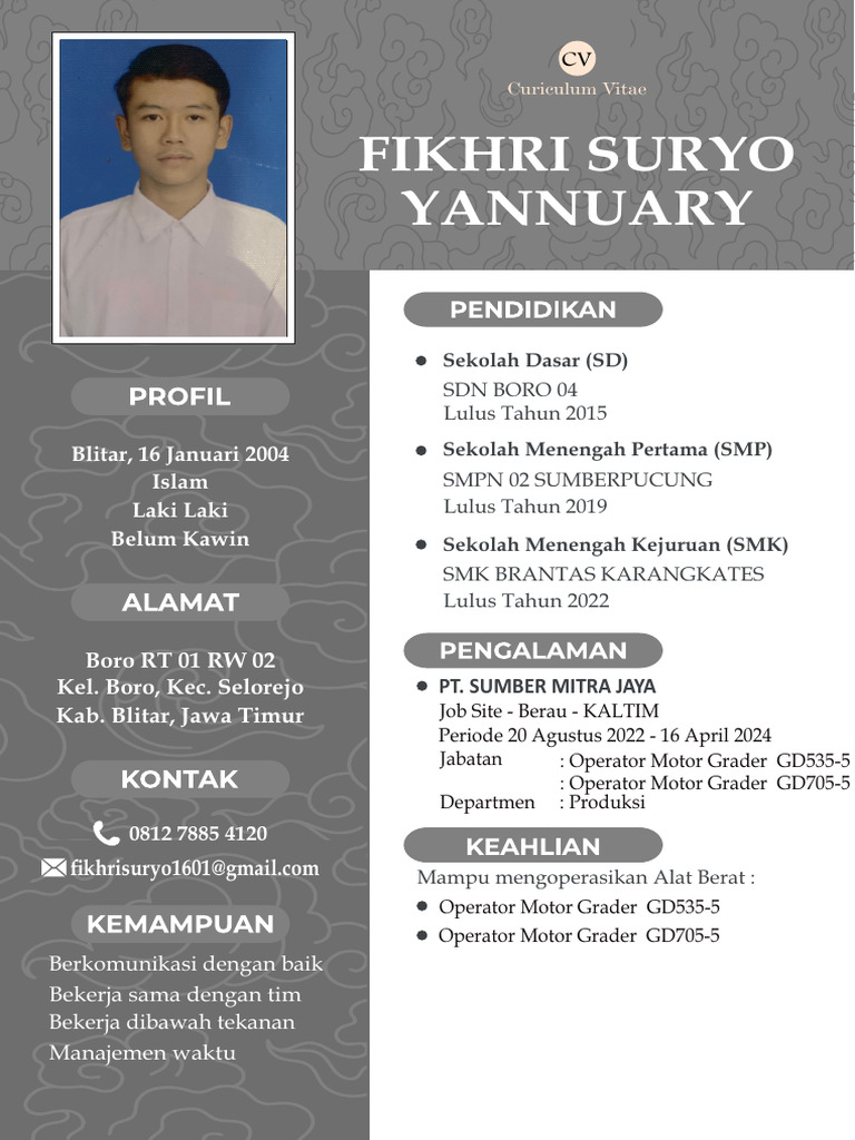 CV Fikhri Suryo Op Grader | PDF