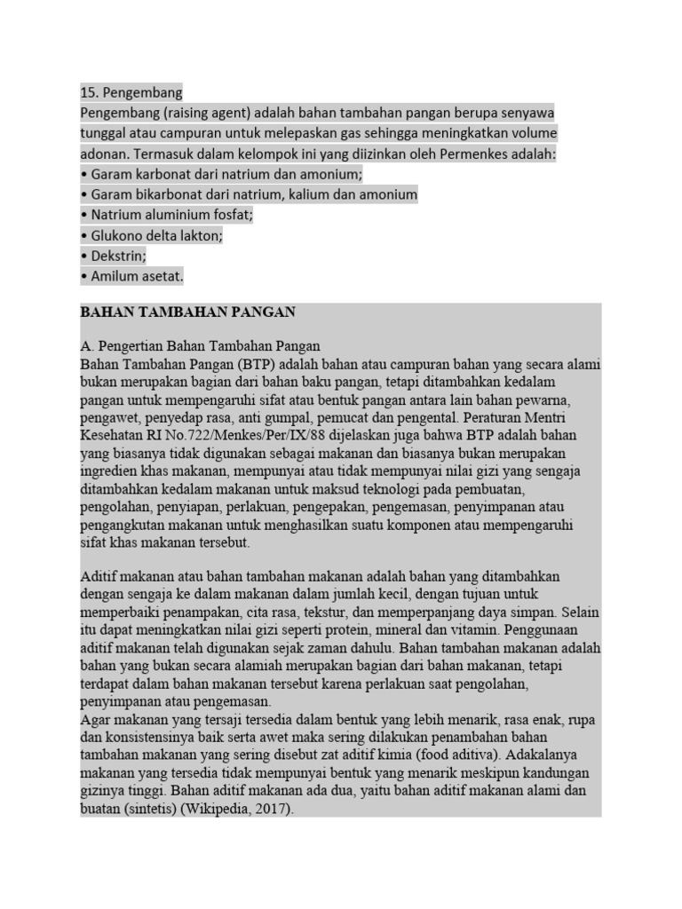 Bahan Tambahan Pangan-BTP | PDF