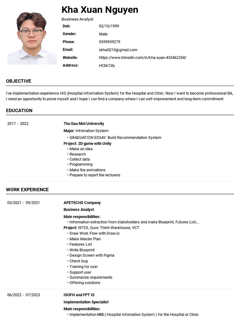 CV - Ba - Nguyen Xuan Kha | PDF | Information Science | Information Technology