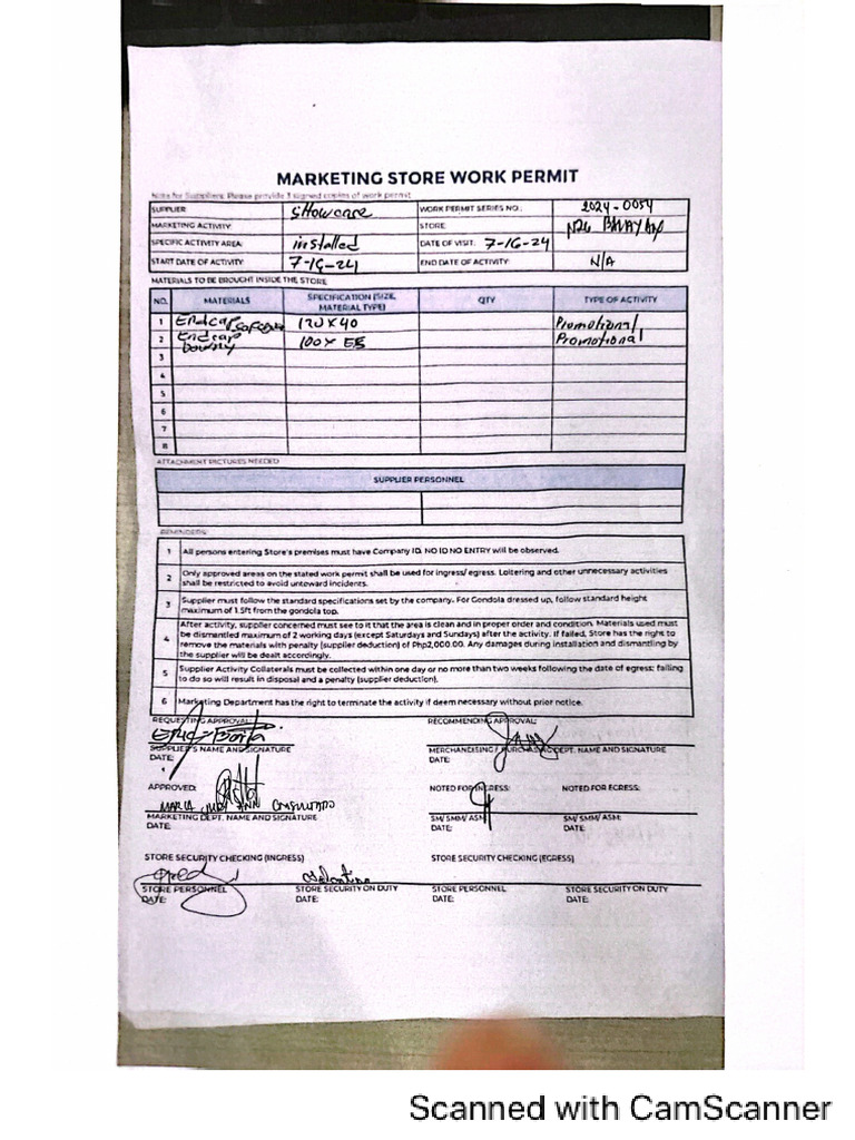 2024-0054 Marketing Store Permit | PDF