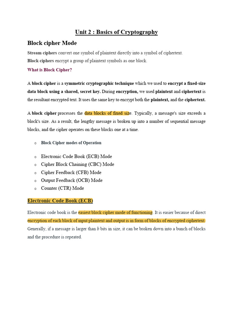 Block Cipher Modes of Operation | PDF | Security Engineering | Applied Mathematics