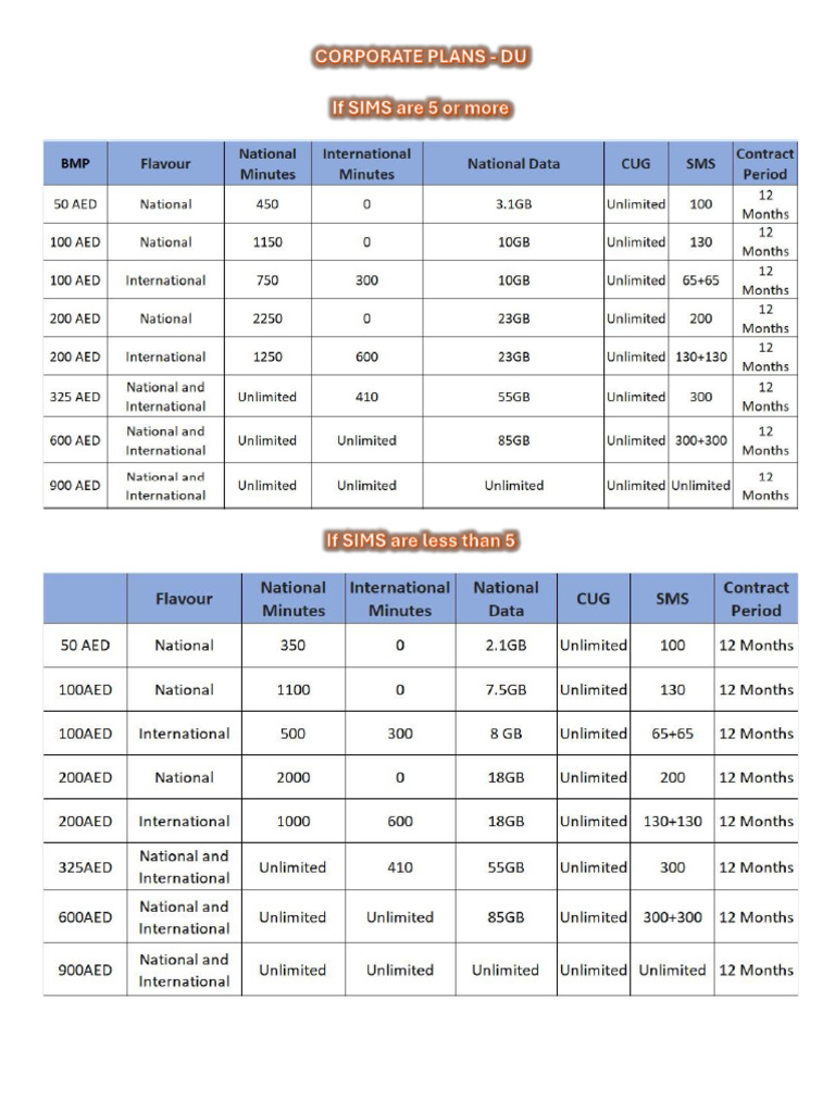 Corporate Plans - Du | PDF