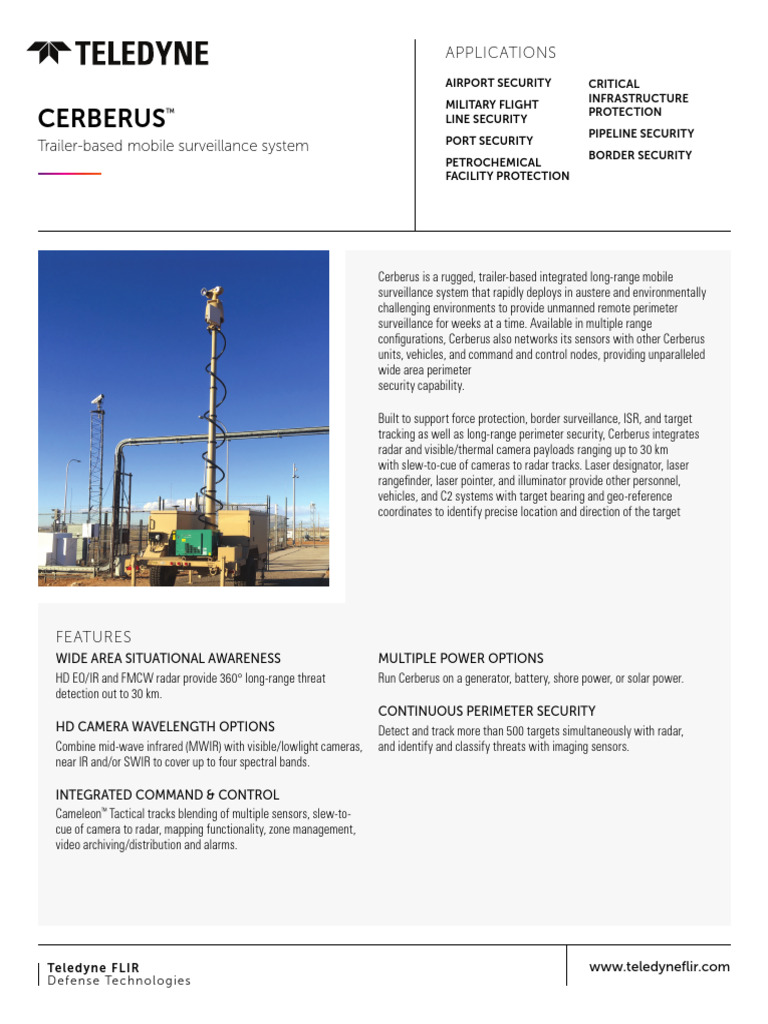 Cerberus Datasheet US | Download Free PDF | Infrared | Radar