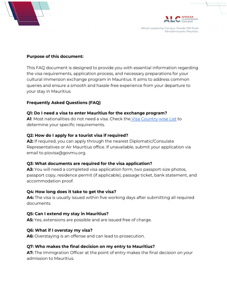 Exchange Programme Immigration FAQ | PDF | Travel Visa