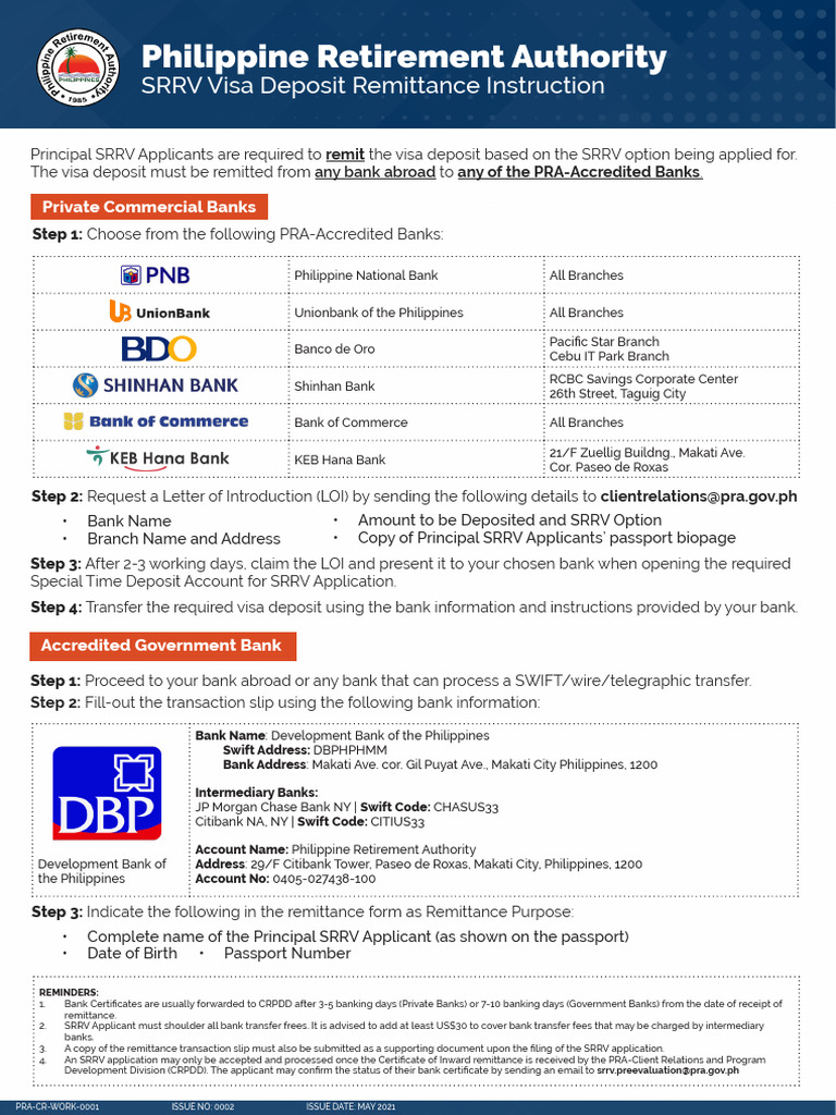 Remittance Instructions DBP2021 | PDF | Banks | Wire Transfer