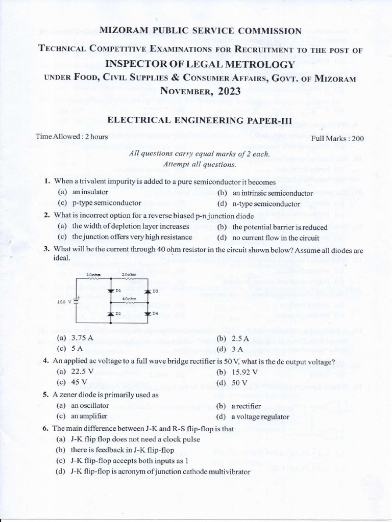 Legal Metrology Electrical Engineering Paper III | PDF