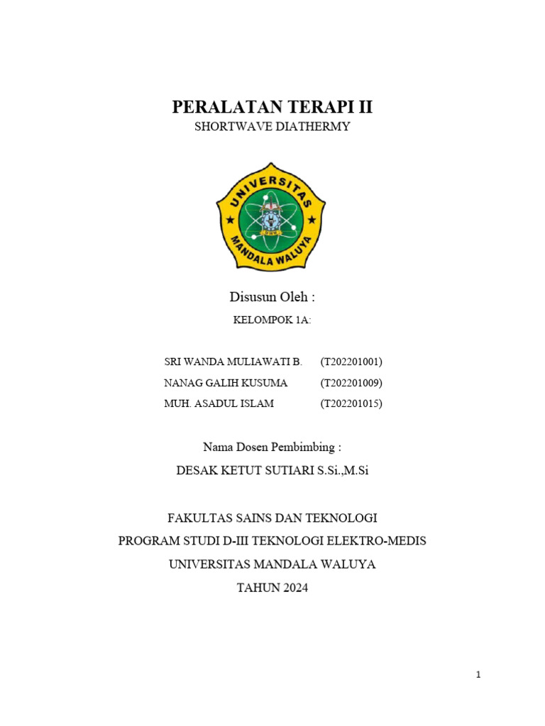 Spesifikasi dan Prinsip SWD Fisioterapi | PDF | Teknologi & Rekayasa
