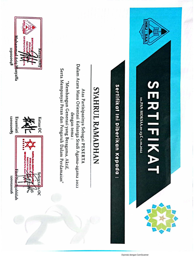 Sertifikat HMJ | PDF