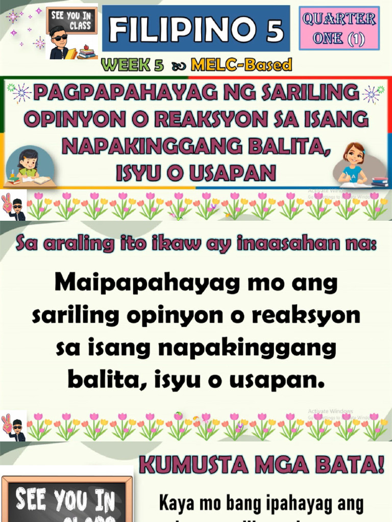 Quarter 1 Week 5 Fili 5 | PDF