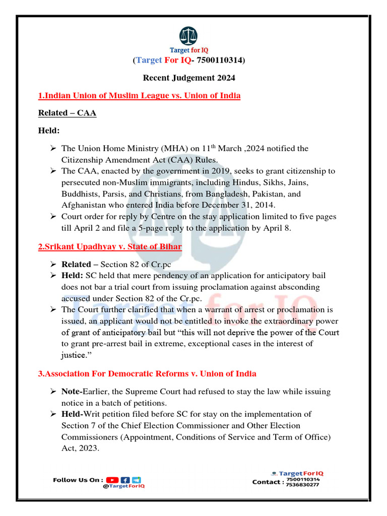 2 Recent Judgement, 2024 | PDF | Common Law | Government