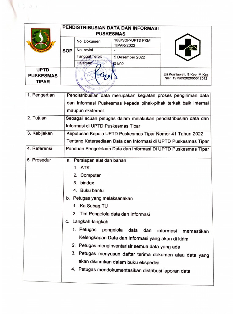 4.3.1 G SOP PENDISTRIBUSIAN DATA (KMP) | PDF