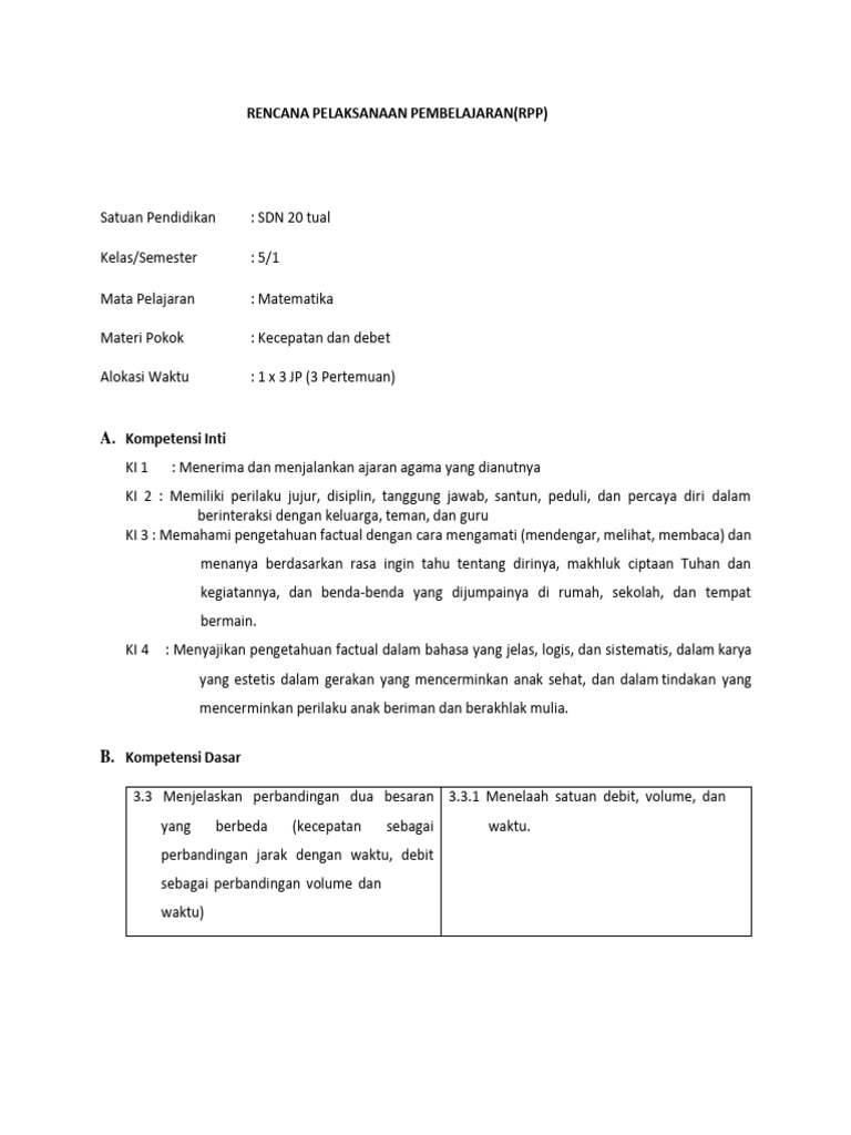RPP Debit-Satuan Air | PDF