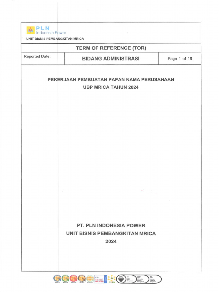 TOR Pembuatan Papan Nama Perusahaan | PDF