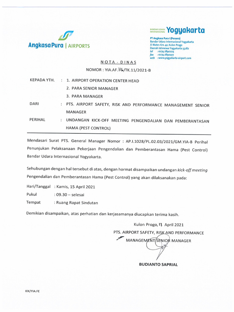 Undangan Kick-Off Meeting Pest Control | PDF