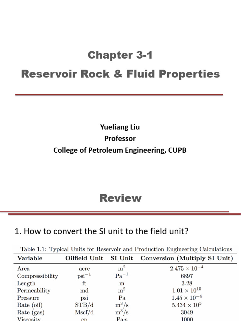 Chapter 3-1 Reservoir Rock and Fluid Properties-20220904 | PDF ...