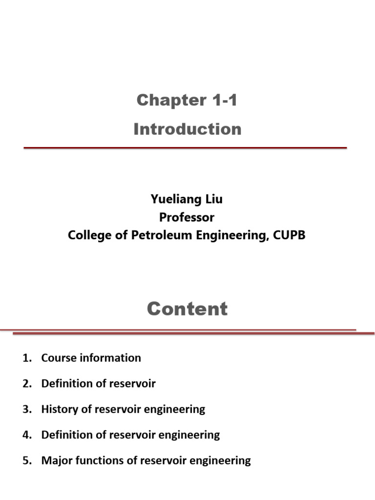 Chapter 1 1 Introduction 20220825 | PDF | Petroleum Reservoir | Petroleum