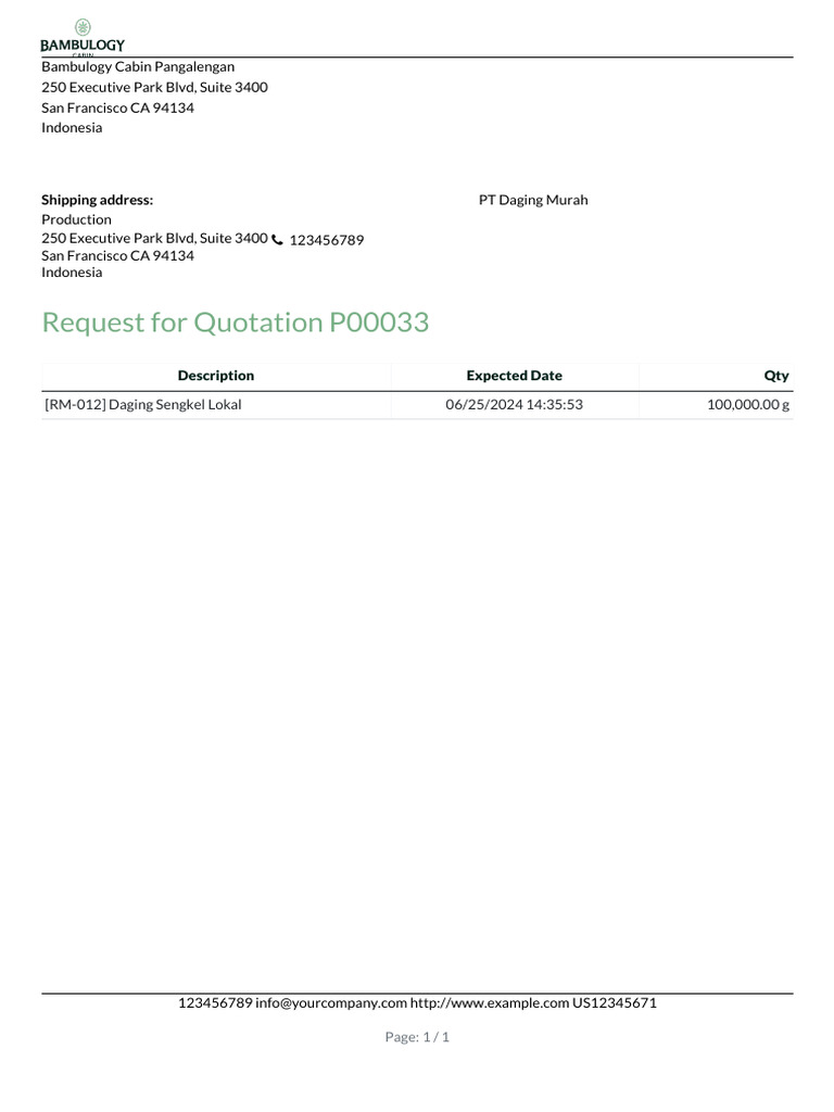 Shipping Address and Quotation Request | PDF