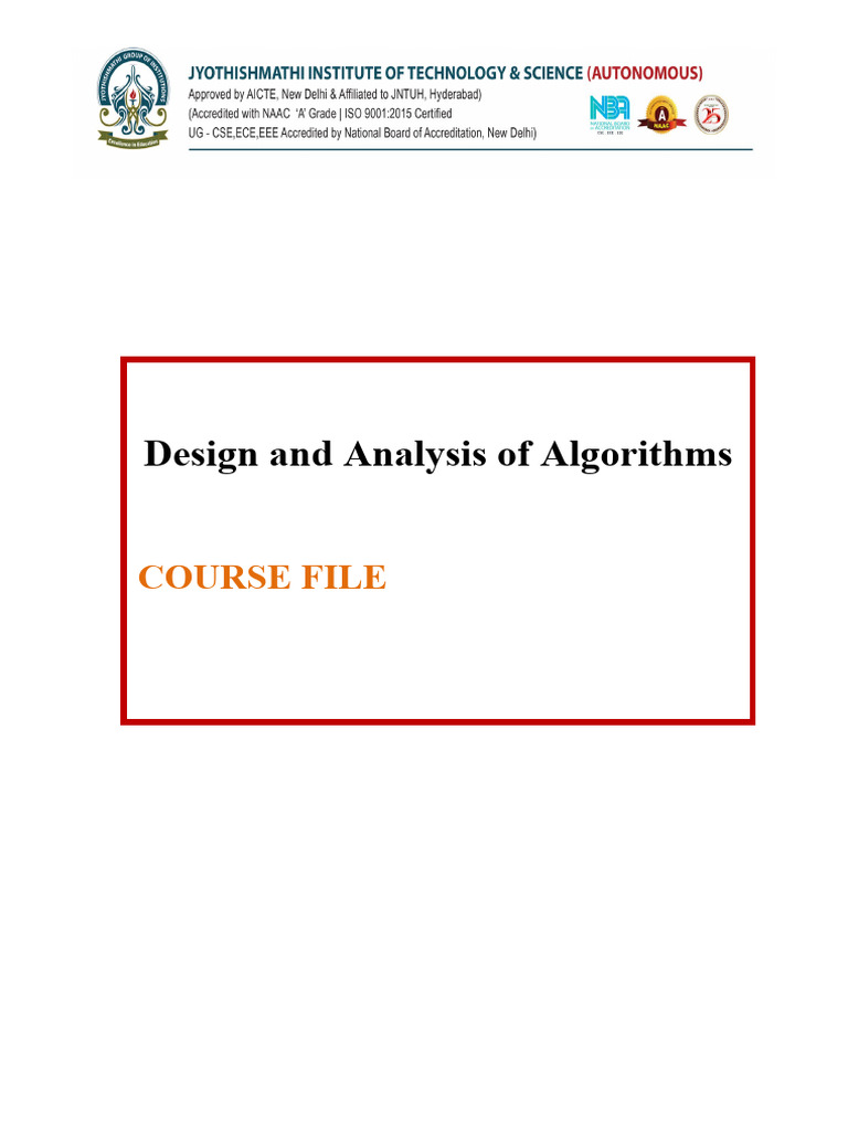 Course File - Cse - Daa 2022-23 Venkat | PDF | Computational Complexity ... Course File - Cse - Daa 2022-23 Venkat | PDF | Computational Complexity ...
