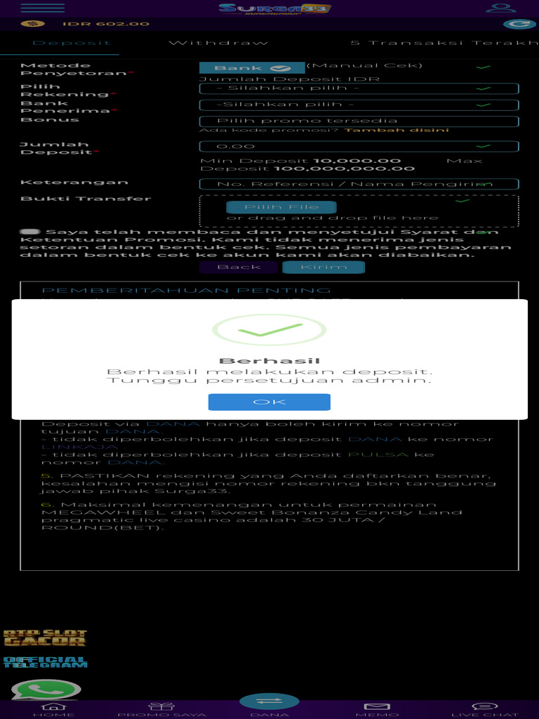 Cara Deposit dan Kode Bonus Surga33 | PDF