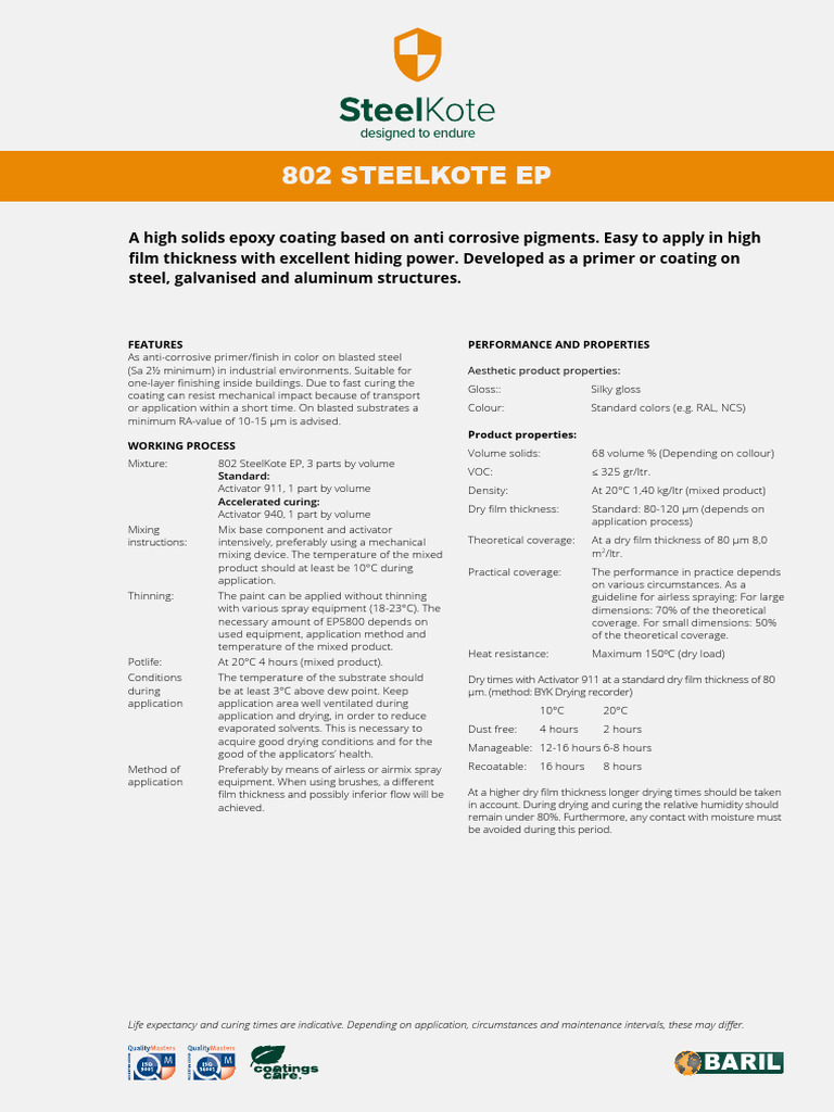 802-steelkote-ep-datasheet-en | Download Free PDF | Paint | Legal Liability