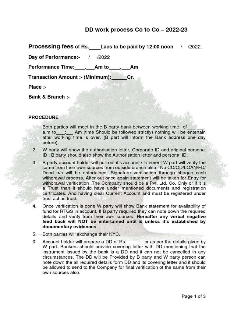 DD Work Process for Corporate Transactions | PDF | Banks | Cheque
