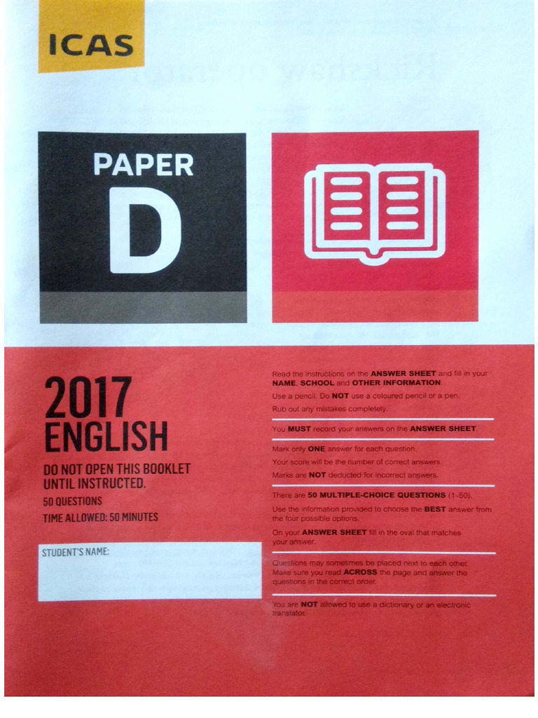 ICAS English D 2017 | PDF