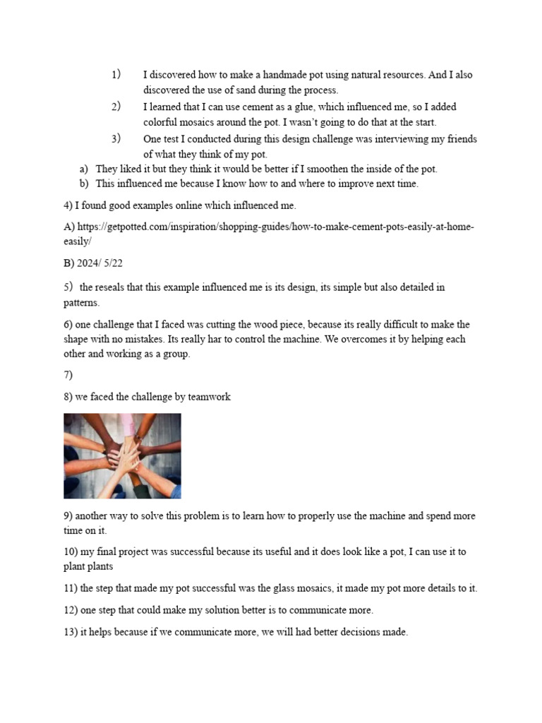 Handmade Pot Creation Process | PDF
