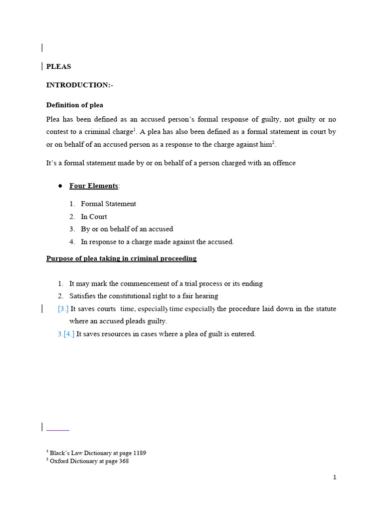 Pleas | PDF | Plea | Criminal Procedure In South Africa