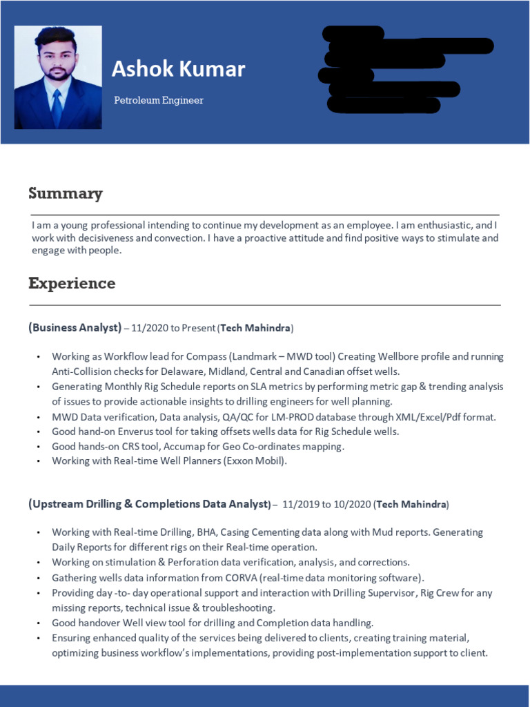 Ashok Curriculum vitae 2 | Download Free PDF | Petroleum Reservoir | Petroleum