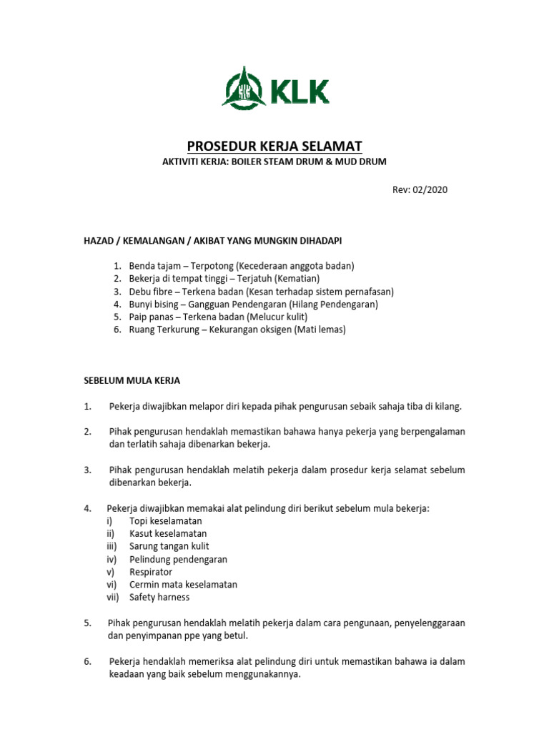 SOP Boiler Steam Drum & Mud Drum | PDF | Teknologi & Rekayasa