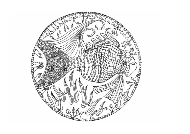 Coloring Page Mandala Fish | PDF