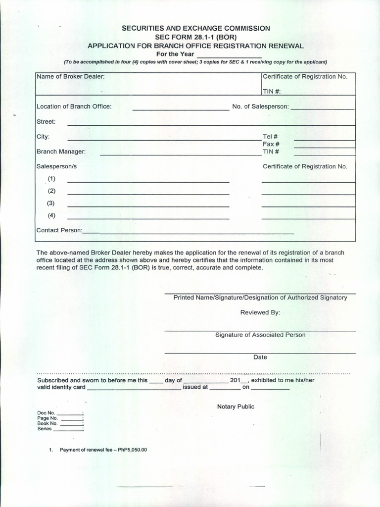 SEC Form 28.1-1 Renewal Application | PDF