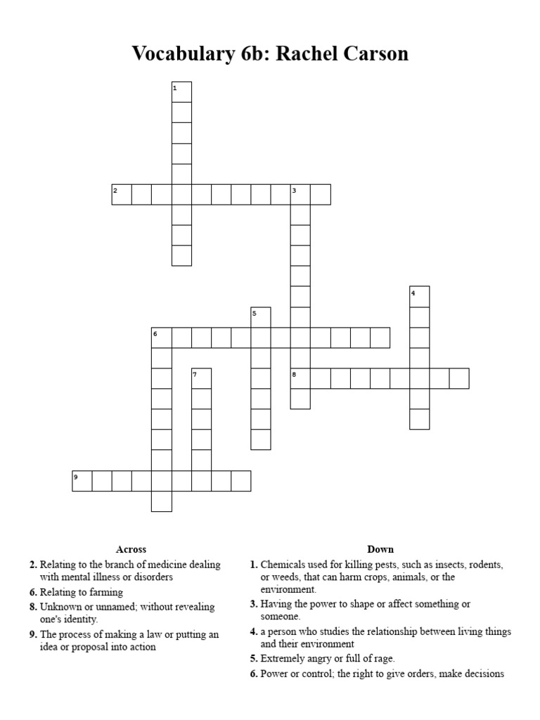 Vocabulary-6b-Rachel-Carson Grade 11 Warm Up | PDF
