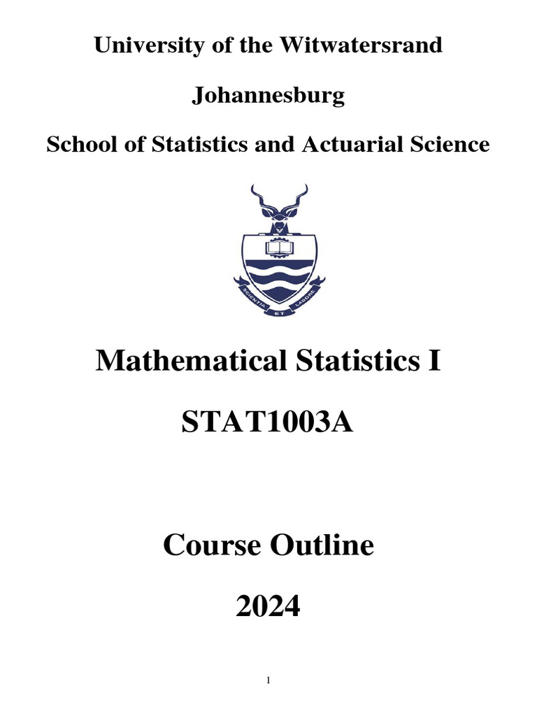 STAT1003A Course Outline 2024 | PDF | Statistics | Mathematical Statistics
